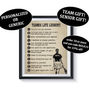 GIRL Tennis Life Lessons Art Print Qty 1 Sports Bedroom Inspirational ...