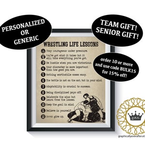 Wrestling Life Lessons Art Print Qty 1 Sports Bedroom Dorm Room Decor ...