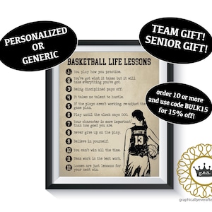 GIRL Basketball Life Lessons Art Print Qty 1 Sports Bedroom ...