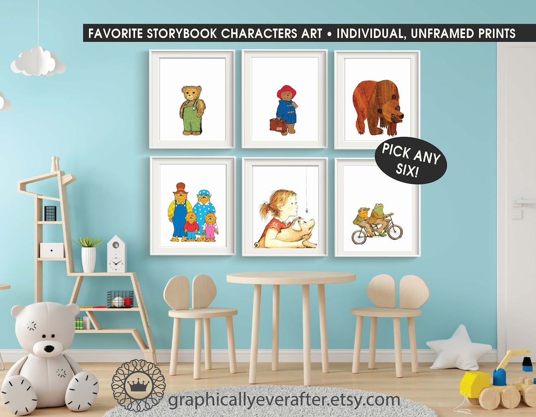 Book Characters Art Prints, Classic Storybook Posters, School Library ...