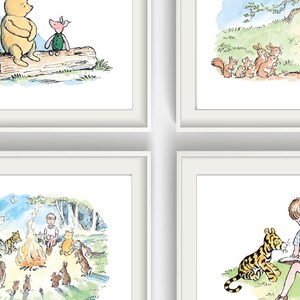 Classic Pooh Nursery Art Prints Qty 6 Winnie the Pooh Kids Wall Decor ...