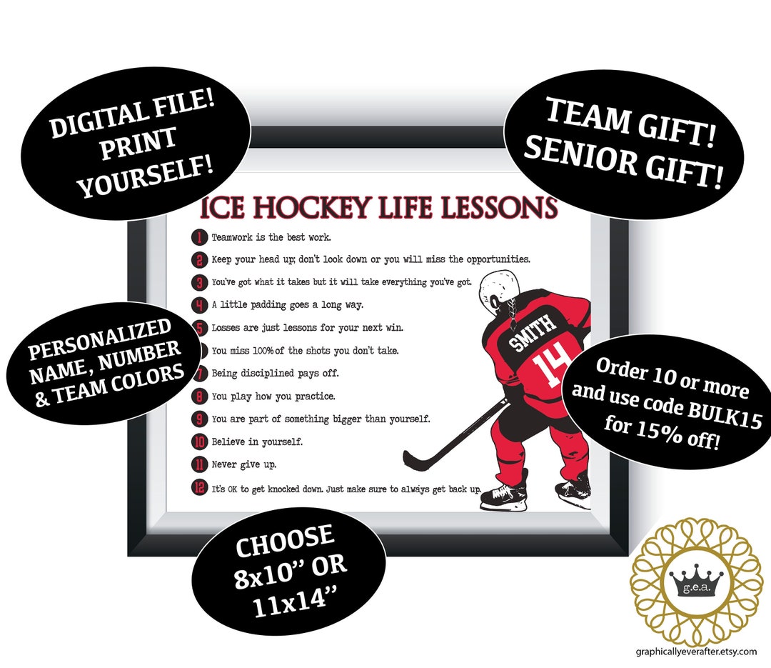 GIRL Ice Hockey Life Lessons DIGITAL FILE Qty 1 Sports Bedroom Diy ...