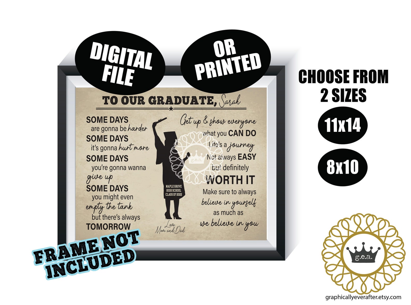 Graduation Art Print Female Graduate Girl High School College ...