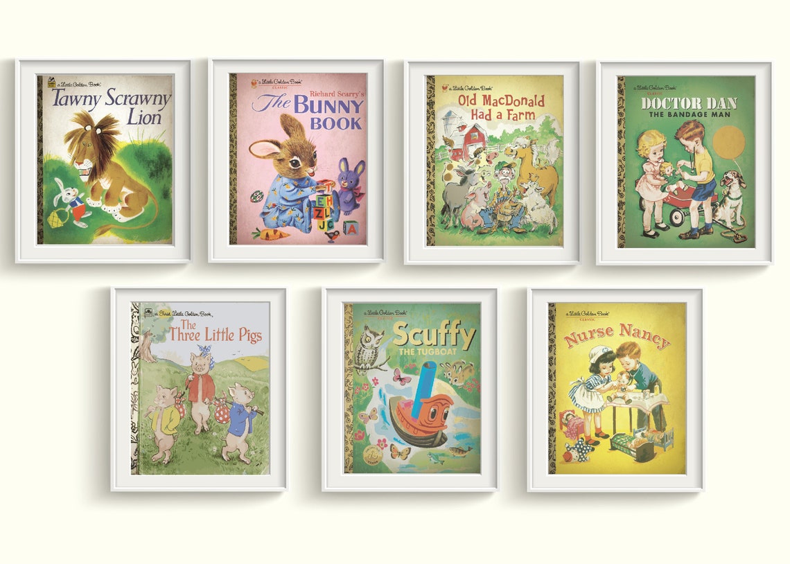 Classic Little Golden Books Art Prints UNFRAMED Qty 4 Retro | Etsy