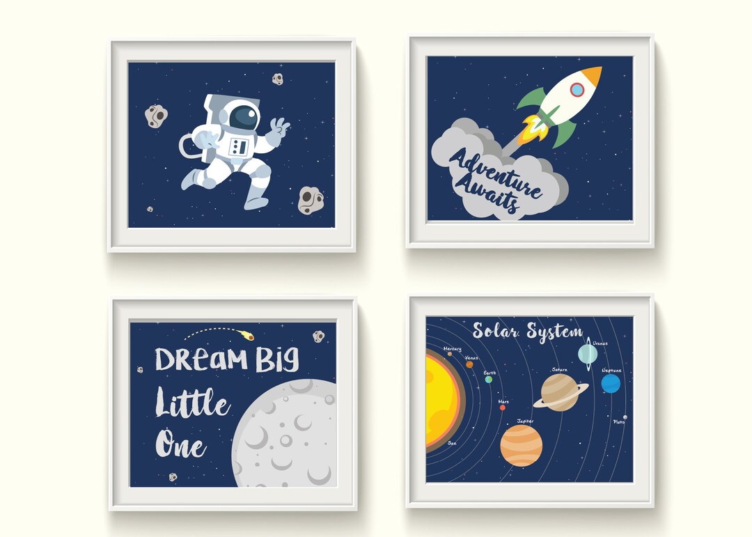 Solar System Nursery Art Prints UNFRAMED Qty 2 Outerspace Planets ...