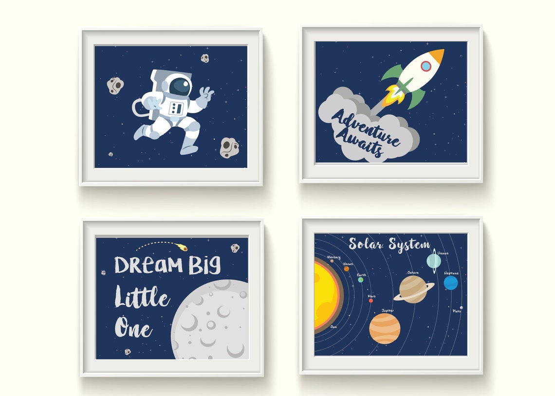 Solar System Nursery Art Prints UNFRAMED Qty 2 Outerspace Planets ...
