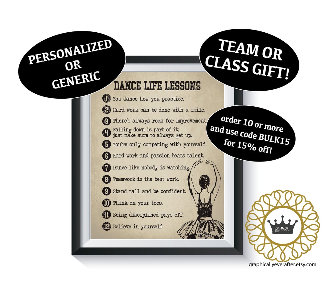 Dance Life Lessons Art Print Qty 1 Girls Bedroom Dorm Room Decor Ballet ...