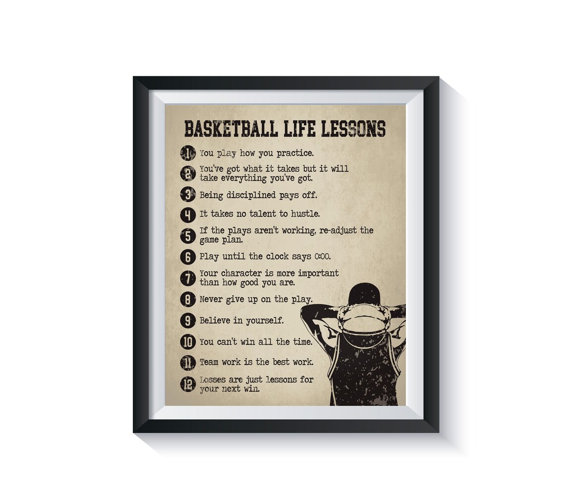 BOY Basketball Life Lessons Art Print Qty 1 Sports Bedroom | Etsy