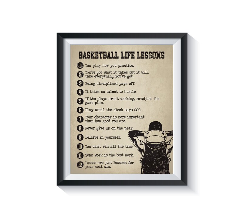 BOY Basketball Life Lessons Art Print Qty 1 Sports Bedroom | Etsy