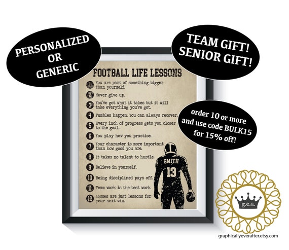 Football Life Lessons Art Print Qty 1 Sports Bedroom - Etsy