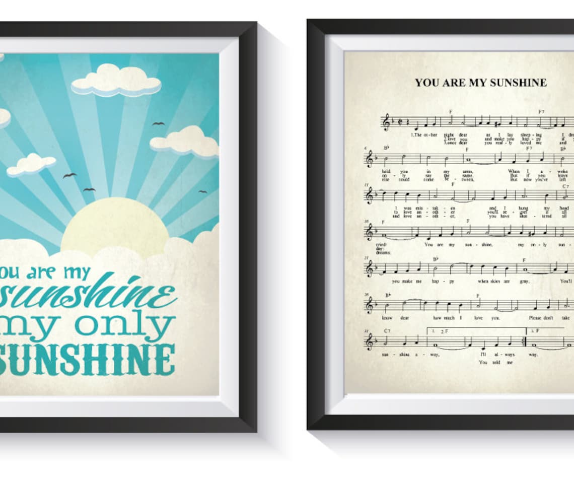 You Are My Sunshine Art Print Set Qty 3. Vintage Music Sheet Music ...