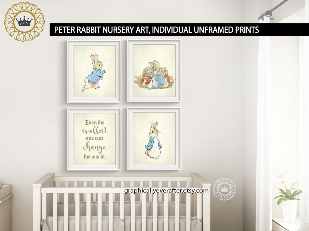 Vintage Peter Rabbit Nursery Art Prints, Qty 4, Peter Rabbit Baby ...