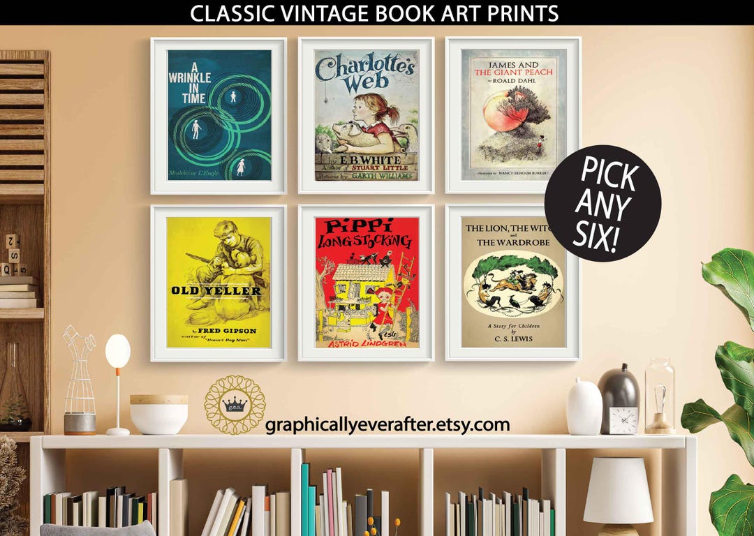 Vintage Book Art Posters, Classic Book Cover Art Prints, Antique Book ...
