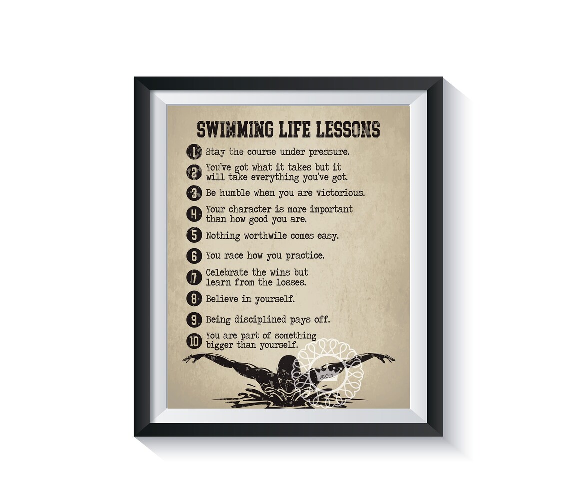 Swimming Life Lessons Art Print Qty 1 Sports Bedroom Dorm Room - Etsy