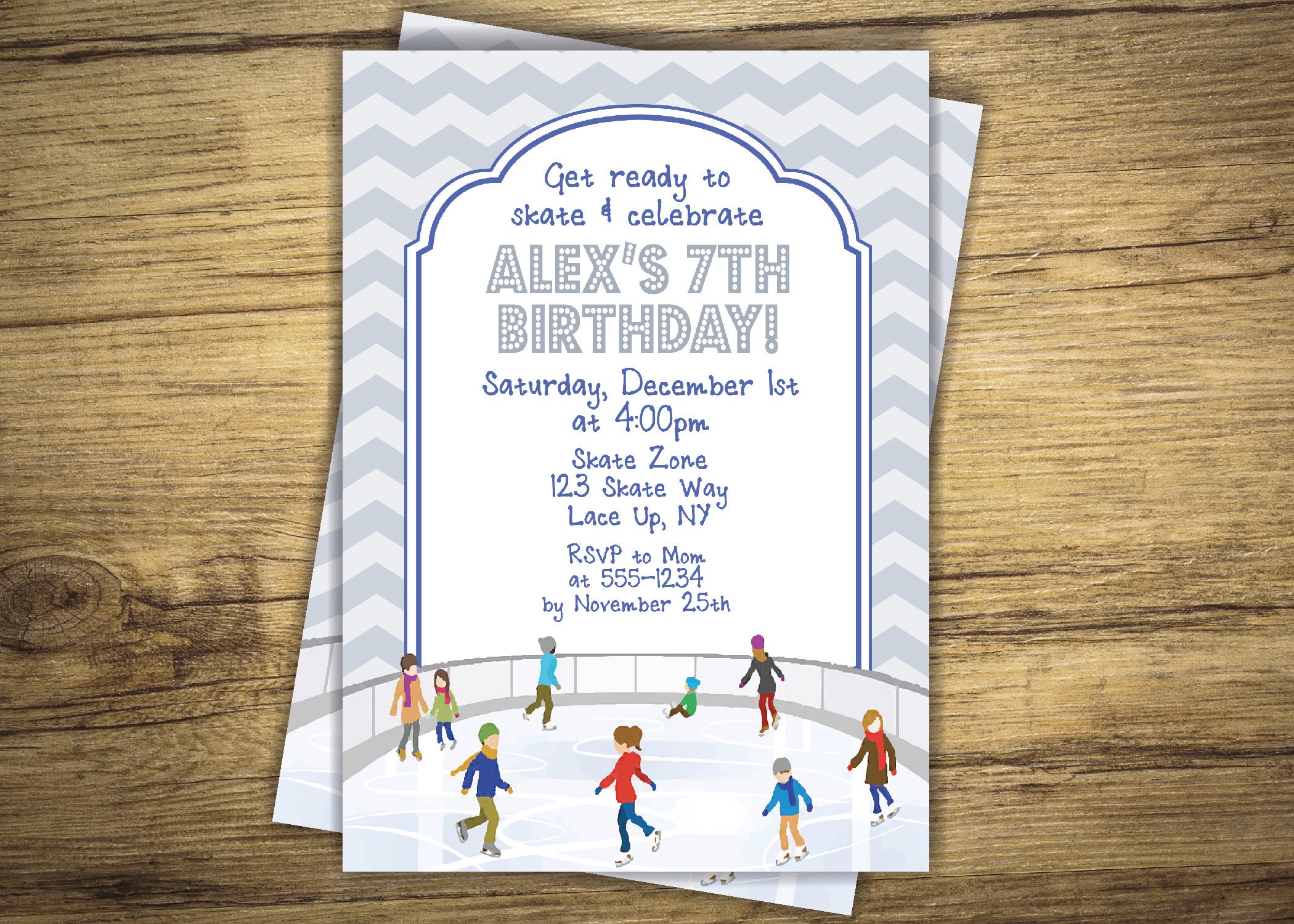 Ice Skating Birthday Party Invitation Ice Skate, Skating Rink Invite ...