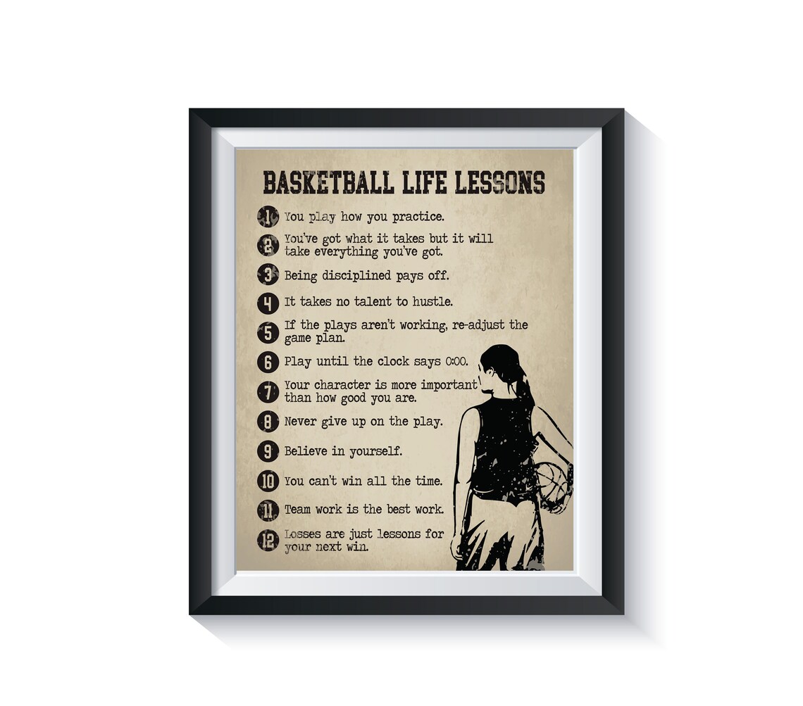 GIRL Basketball Life Lessons Art Print Qty 1 Sports Bedroom | Etsy