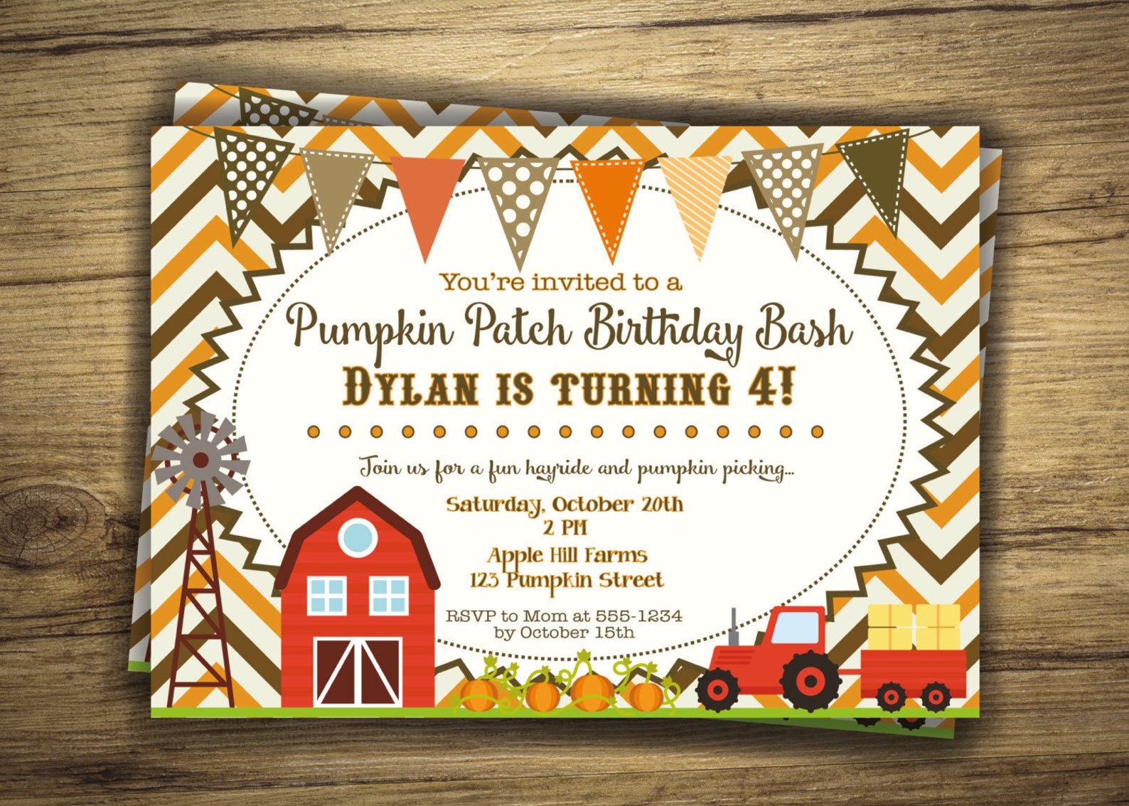 Fall Pumpkin Patch Birthday Invitation Hayride, Farm, Pumpkin Picking ...
