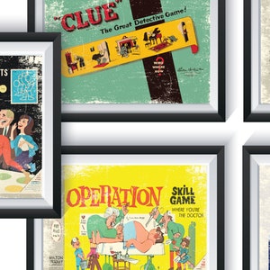 Vintage Board Game Box Art Prints UNFRAMED Qty 10 Playroom BEDROOM ...