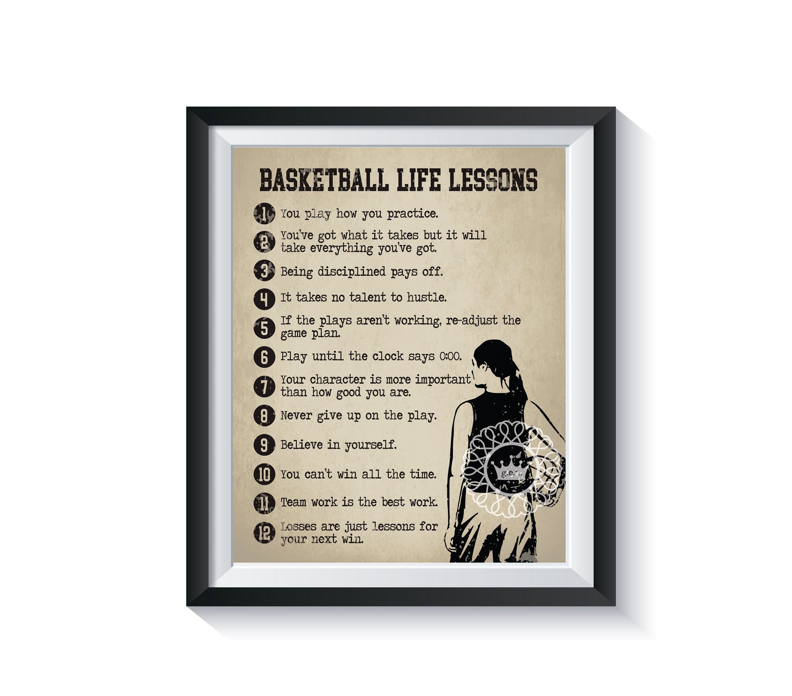 GIRL Basketball Life Lessons Art Print Qty 1 Sports Bedroom - Etsy