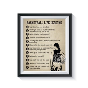 GIRL Basketball Life Lessons Art Print Qty 1 Sports Bedroom ...