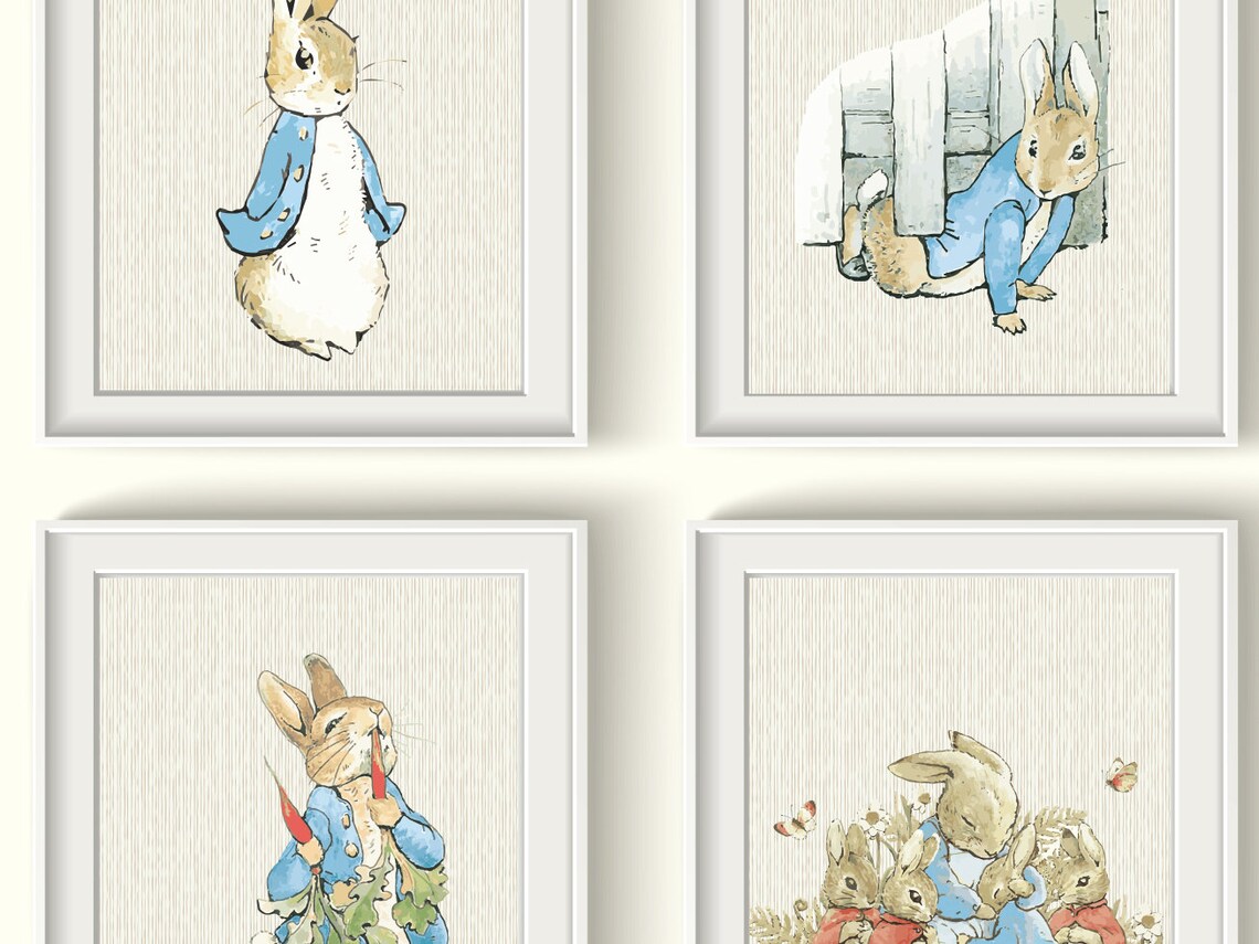 Peter Rabbit Nursery Art Prints Set UNFRAMED Qty 4 Vintage - Etsy