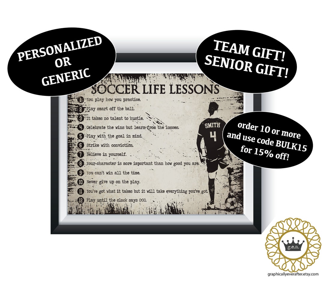 BOY Soccer Life Lessons Art Print Qty 1 Team Gift Senior Sports Bedroom ...