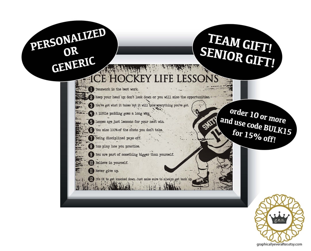 BOY Ice Hockey Life Lessons Art Print Qty 1 Sports Bedroom ...