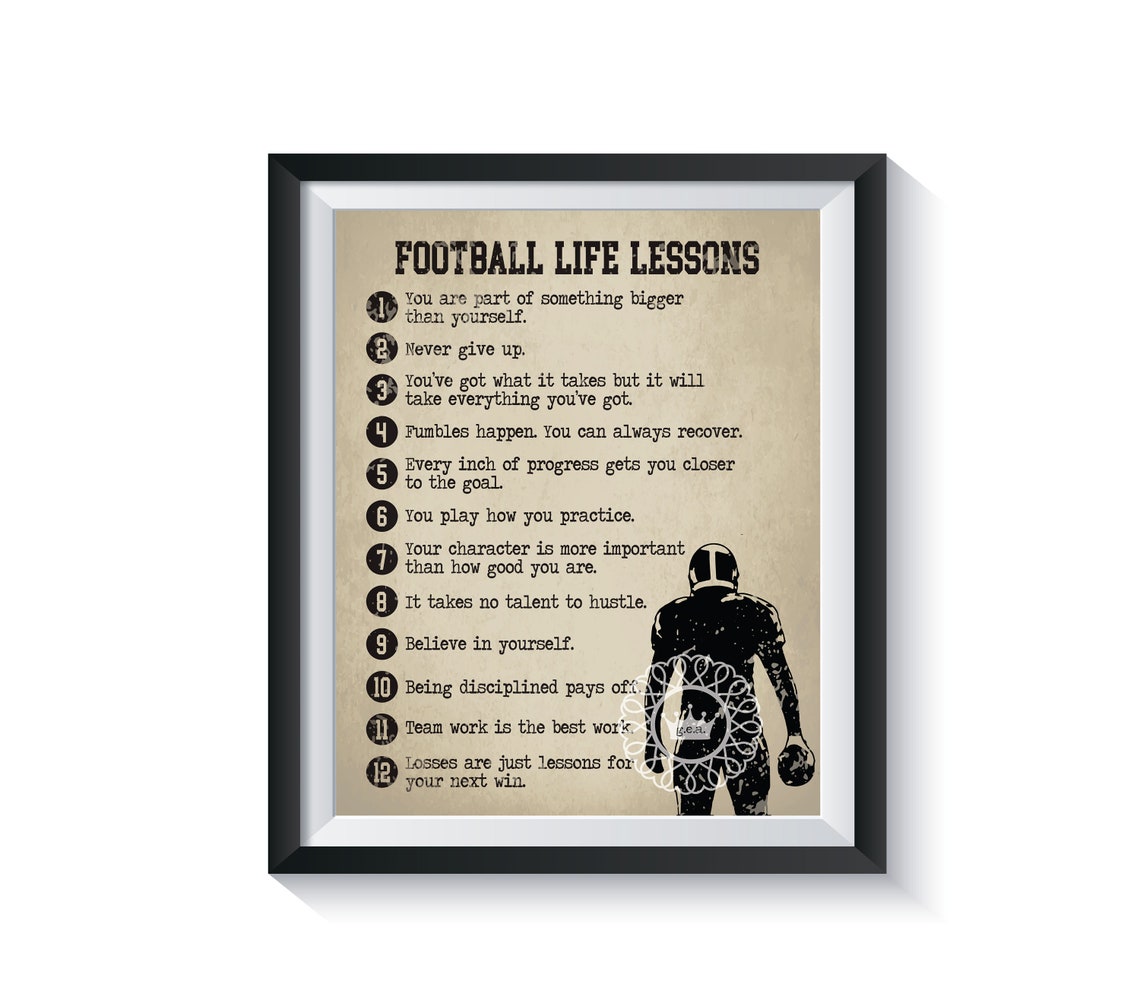 Football Life Lessons Art Print Qty 1 Sports Bedroom - Etsy