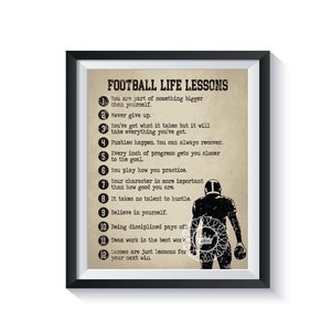 Football Life Lessons Art Print Qty 1 Sports Bedroom Inspirational ...