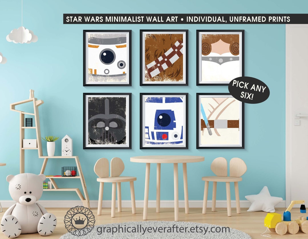 Minimalist Star Wars Art Prints Qty 6 Boys Star Wars Nursery Kids Star ...
