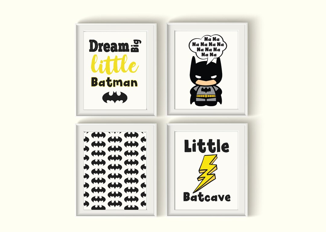 Superhero Nursery Art Prints Unframed Qty 4 Logo Boys Superhero Bedroom ...