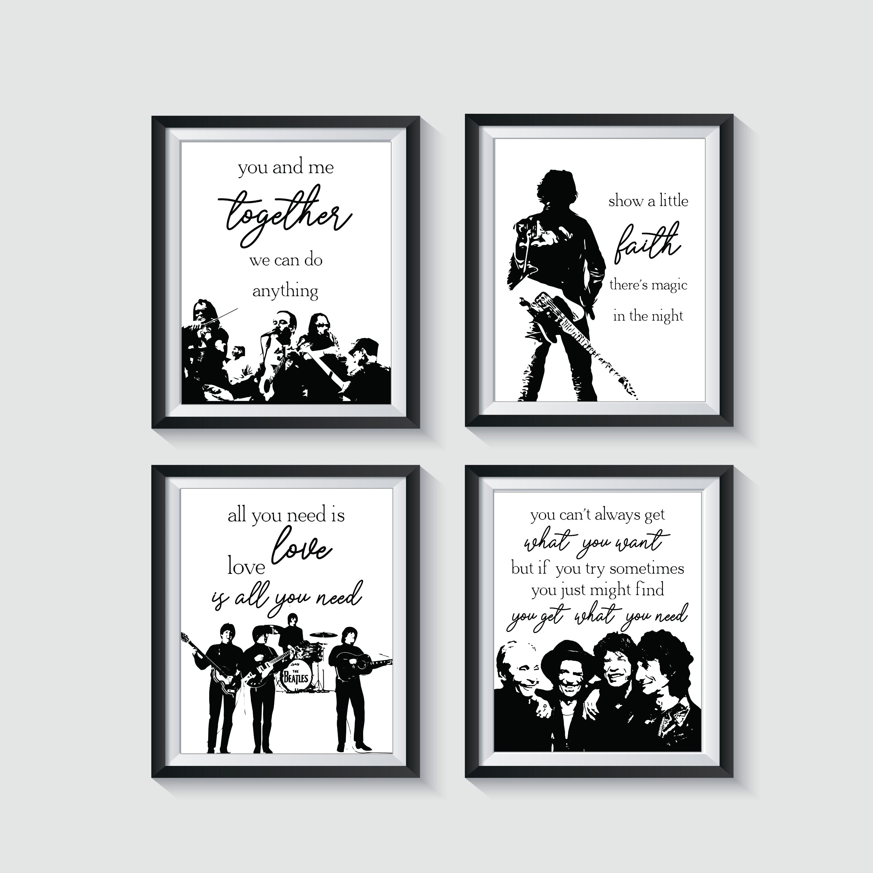 Classic Rock Art Prints Qty 8 Lyrics Home Wall Decor Nursery - Etsy