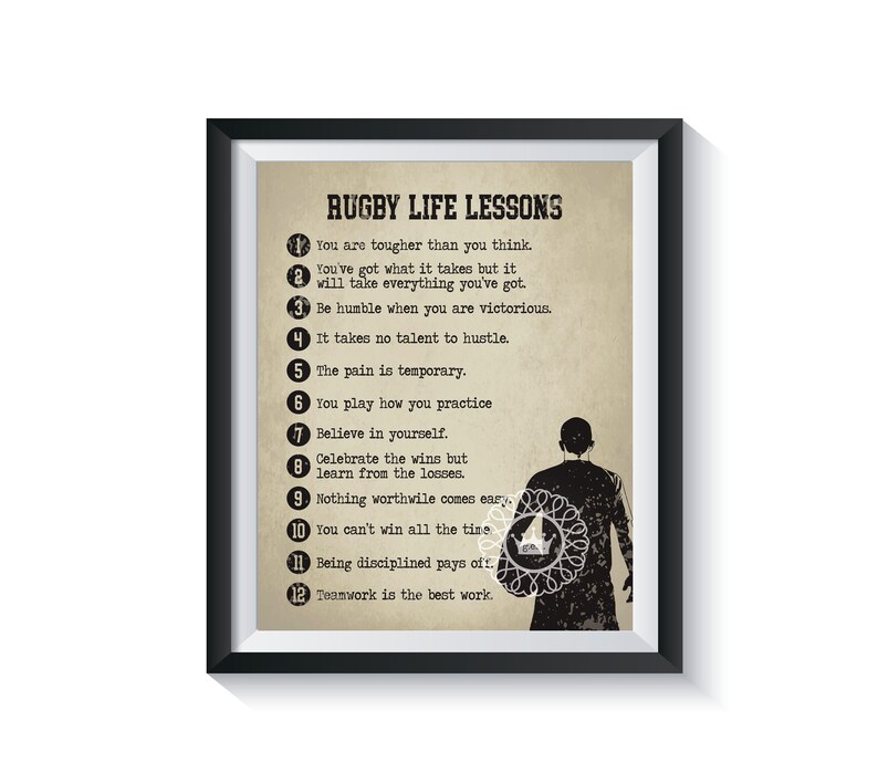 Rugby Life Lessons Art Print Qty 1 Sports Bedroom Motivational - Etsy