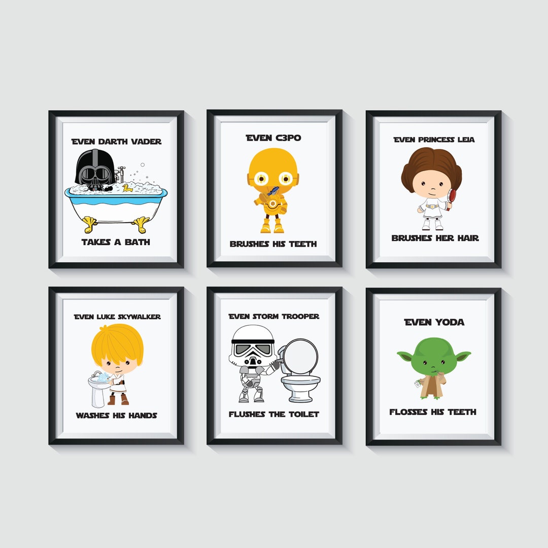 Star Wars Bathroom Art Prints Unframed Qty 4 Boy Star Wars Bathroom ...