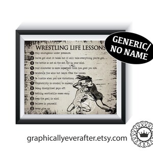 Girls Wrestling Life Lessons Art Print Qty 1 Female Wrestler Team Gift ...