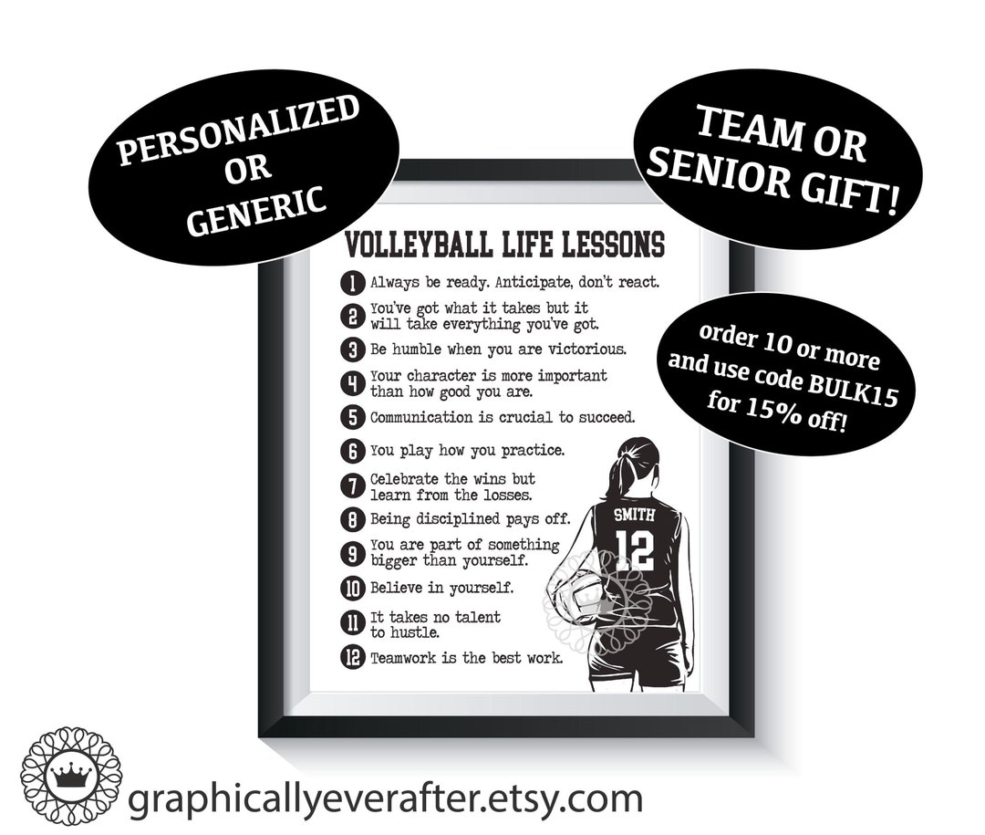 Girls Volleyball Life Lessons Art Print Qty 1 Girls Volleyball Poster ...