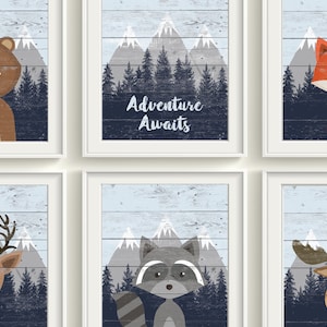 Woodland Animals Nursery Art Prints Rustic Wood UNFRAMED Qty 6 ...