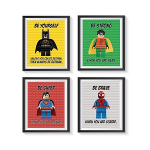 Inspirational Superhero Art Prints UNFRAMED Qty 8 Boys Nursery Bedroom ...