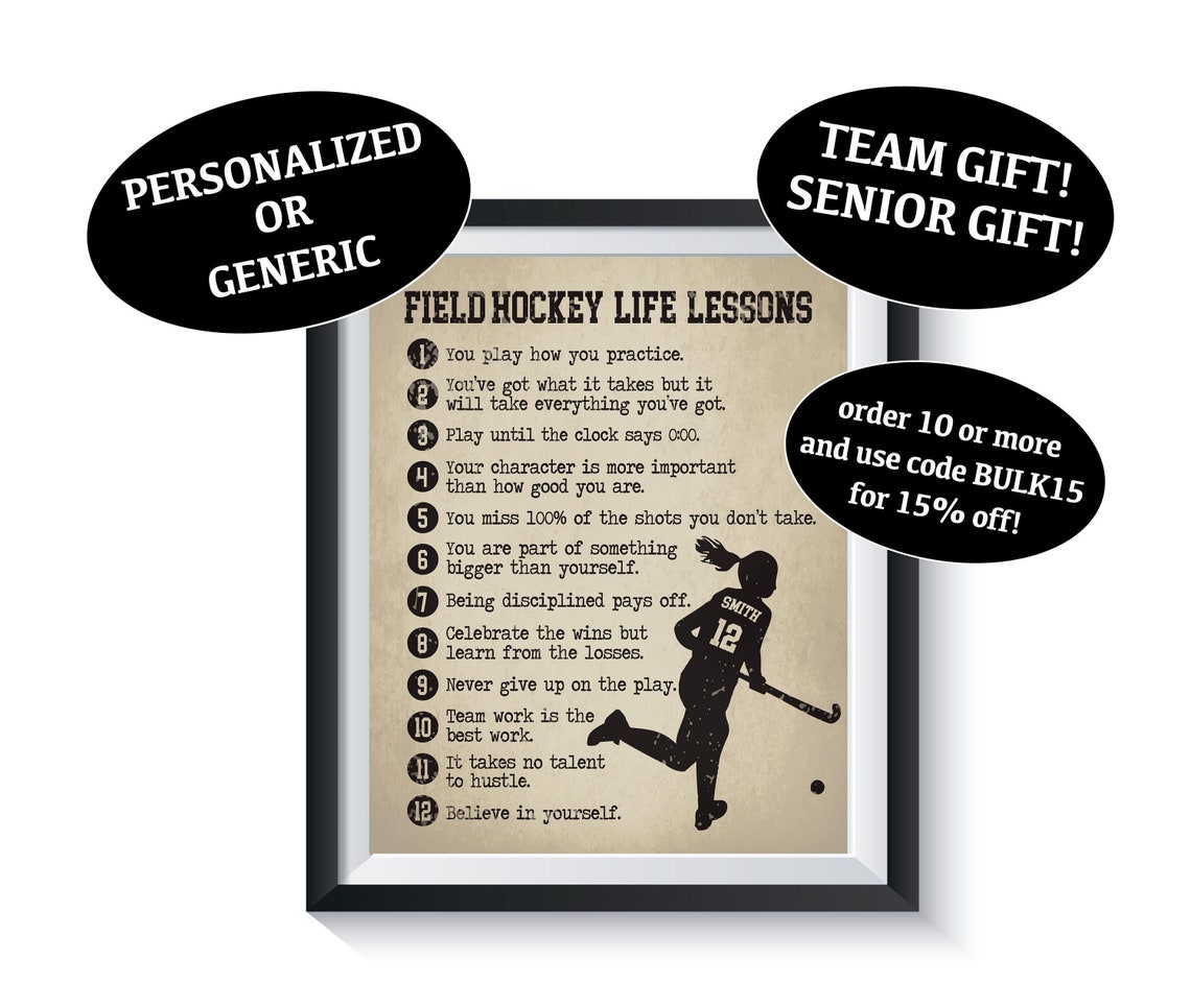 Field Hockey Life Lessons Art Print Qty 1 Sports Bedroom Dorm - Etsy