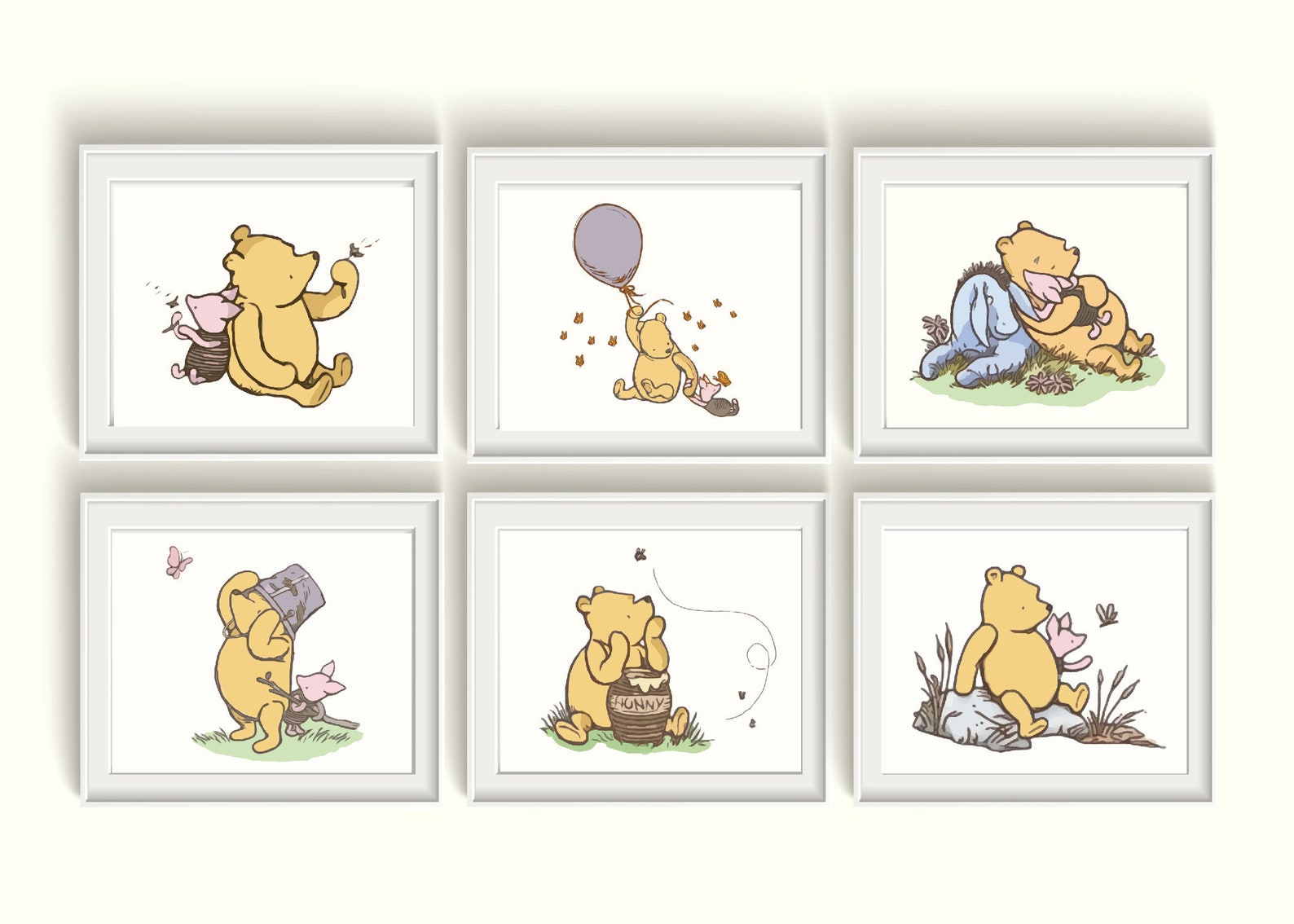 Classic Pooh Art Prints Qty 6 UNFRAMED Winnie the Pooh Nursery - Etsy ...