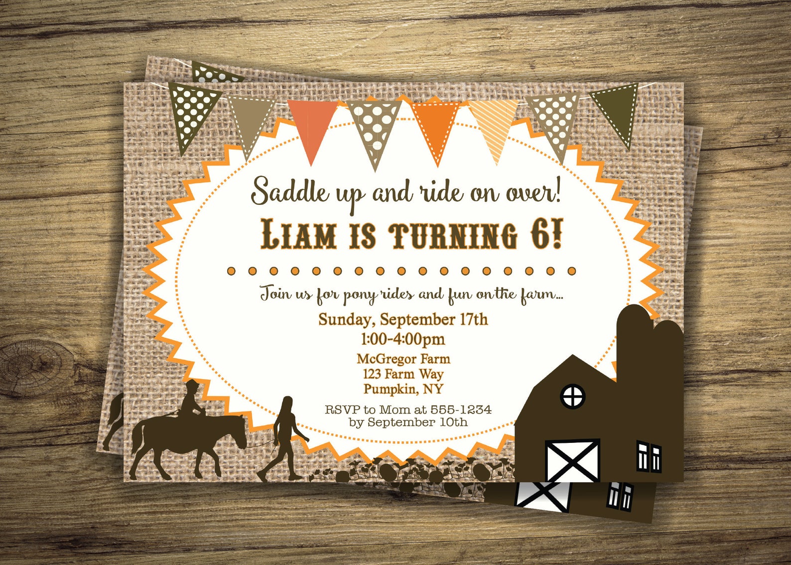 Fall Pony Ride Birthday Invitation Hayride Farm Pumpkin | Etsy