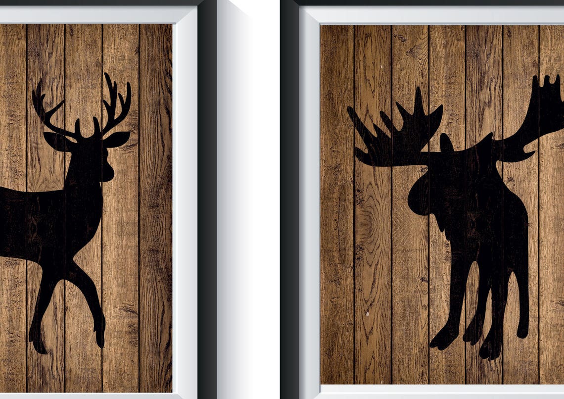 Rustic Woodland Forest Animals Art Prints Qty 4 Mountain House - Etsy