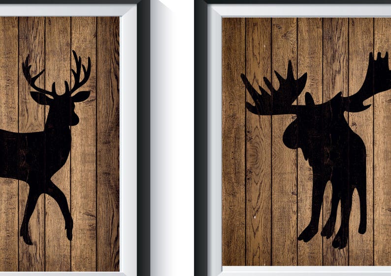 Rustic Woodland Forest Animals Art Prints Qty 4 Mountain House - Etsy