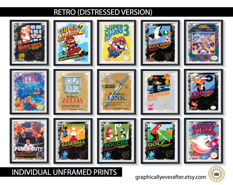 Video Games Art Prints Game Room Decor UNFRAMED Qty 8 Retro Vintage ...