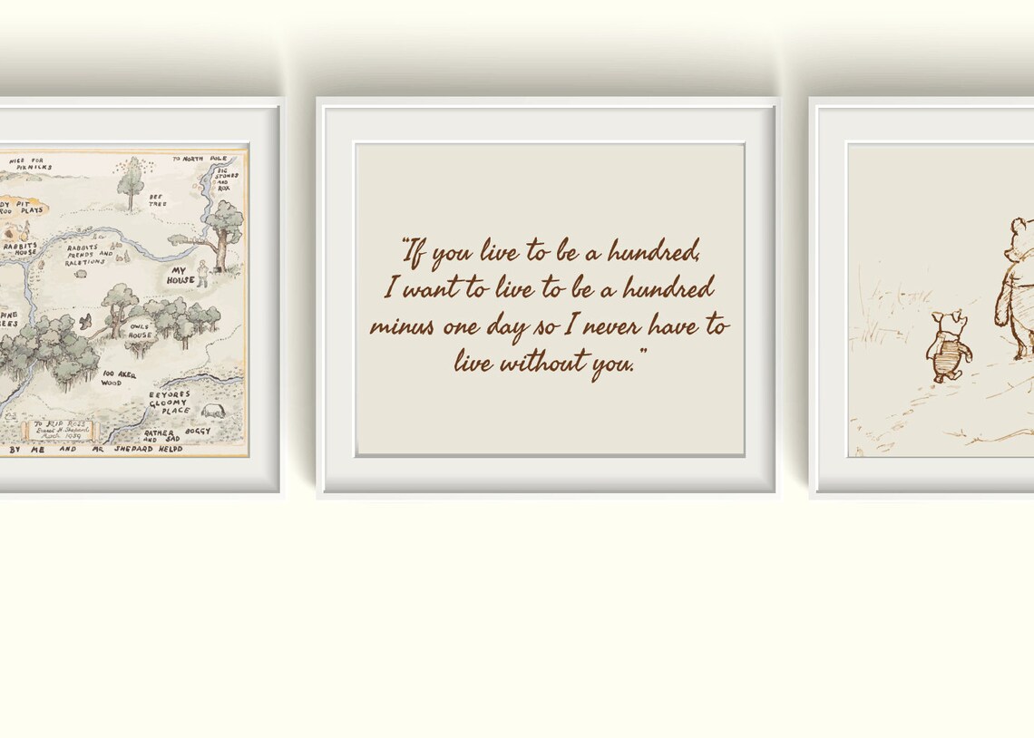 Winnie the Pooh Art Prints Set Qty 3 Classic Pooh Vintage | Etsy