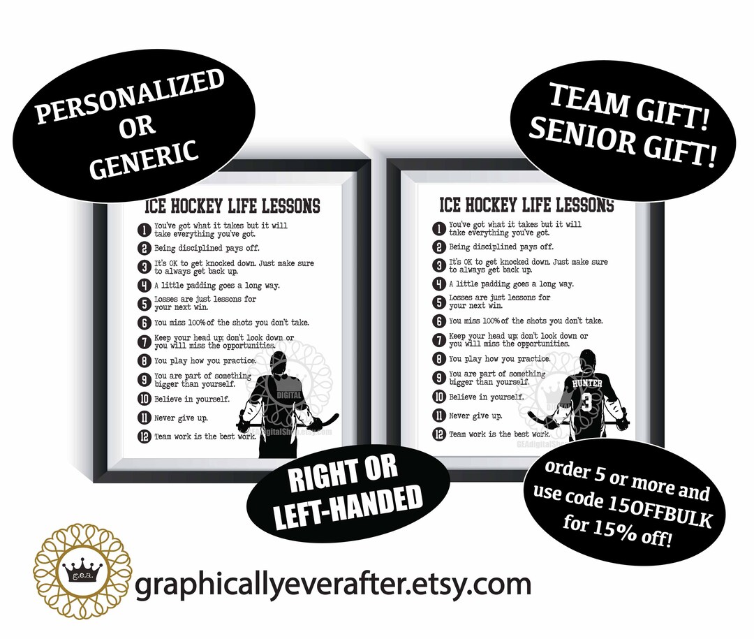 Boys Ice Hockey Life Lessons Art Print, Ice Hockey Senior Graduation ...