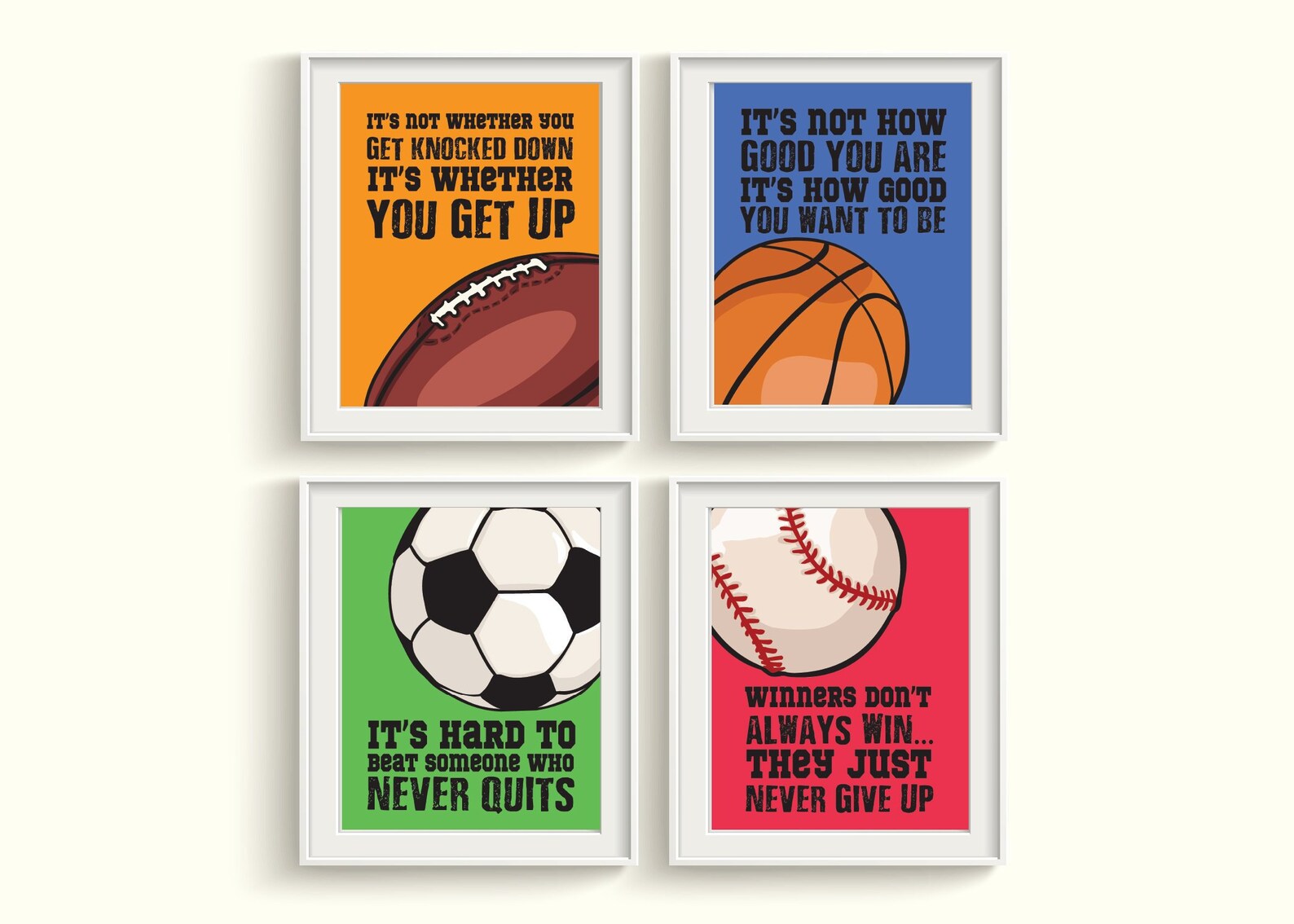 Boys Inspirational Sports Art Prints UNFRAMED Qty 4 Big Boy | Etsy