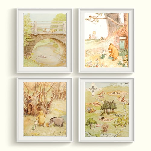 Winnie the Pooh Art Prints Set Qty 3 Classic Pooh Wall Decor - Etsy