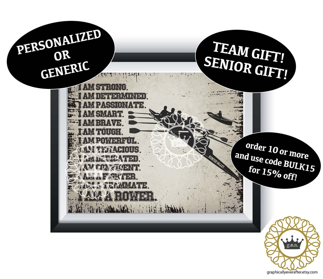 Rowing Art Print Qty 1 Boys Crew Team Gift Team Senior Rower Present ...