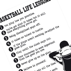 Boys Basketball Life Lessons Art Print Qty 1 Basketball Senior Night ...